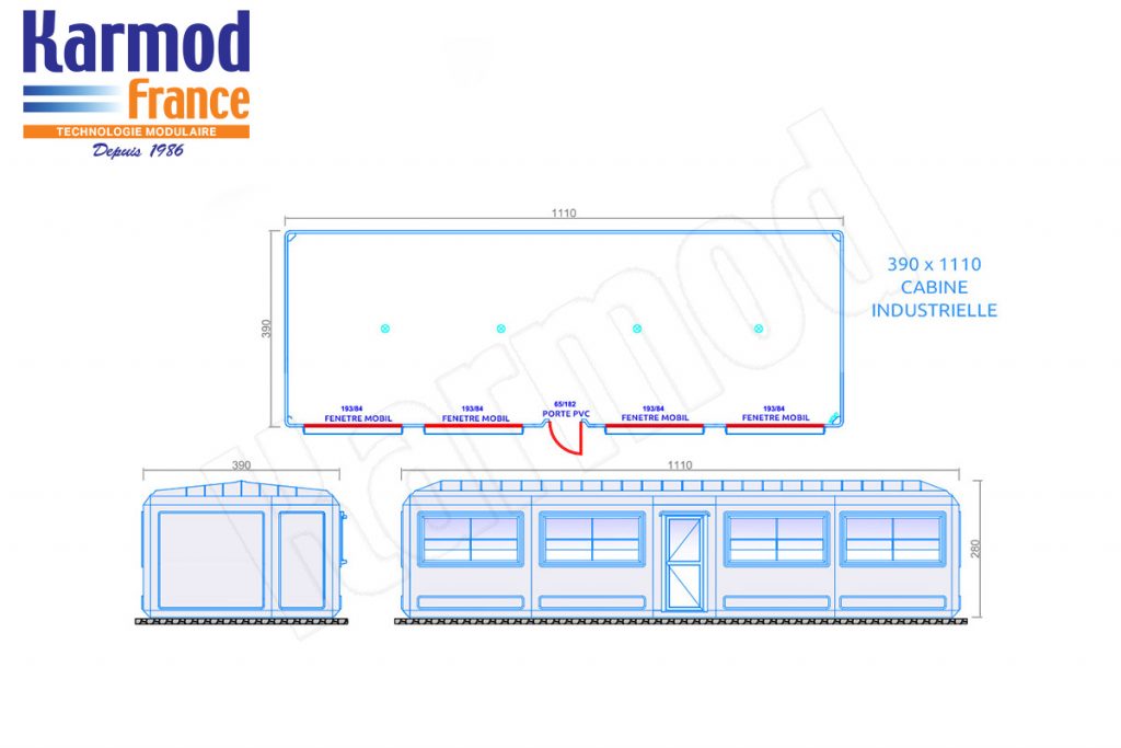 Kiosque commercial démontable 390x1110 - Modulaire concept 45